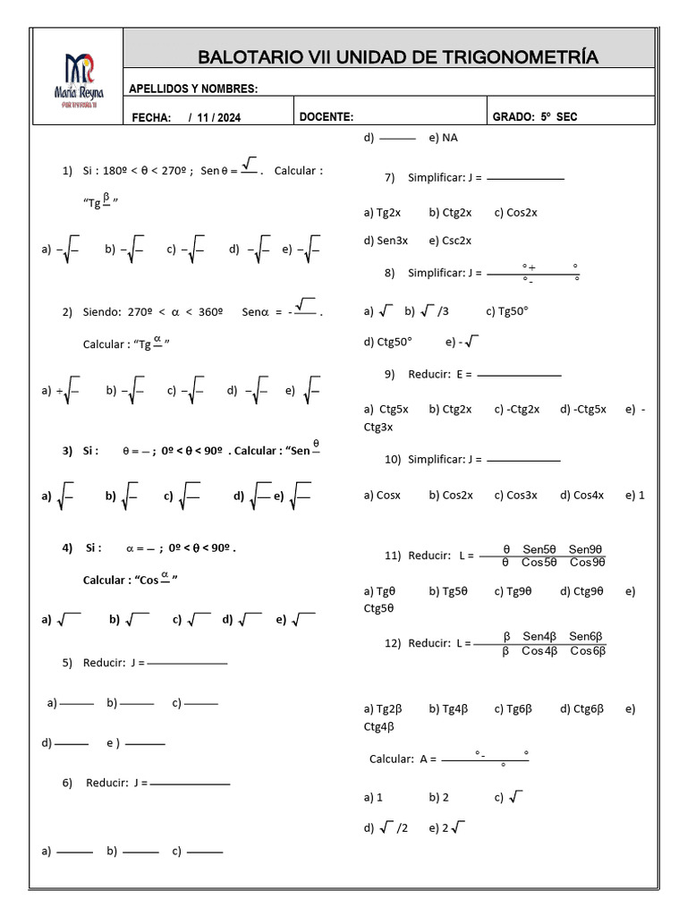 Balotario Trigo 5to | PDF