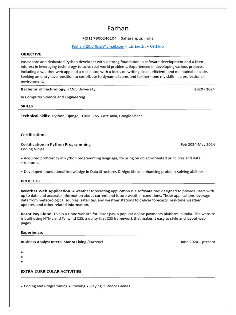 Farhan Resume 2 | PDF