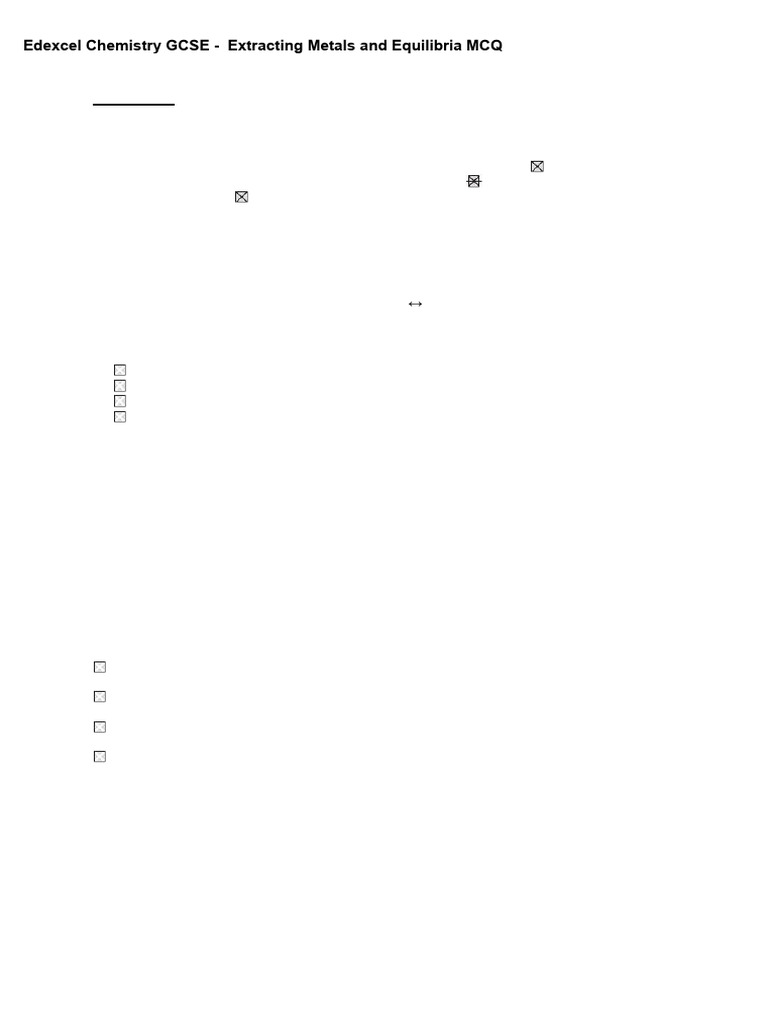 GCSE Chemistry: Metal Extraction MCQs | PDF | Metals | Chemistry