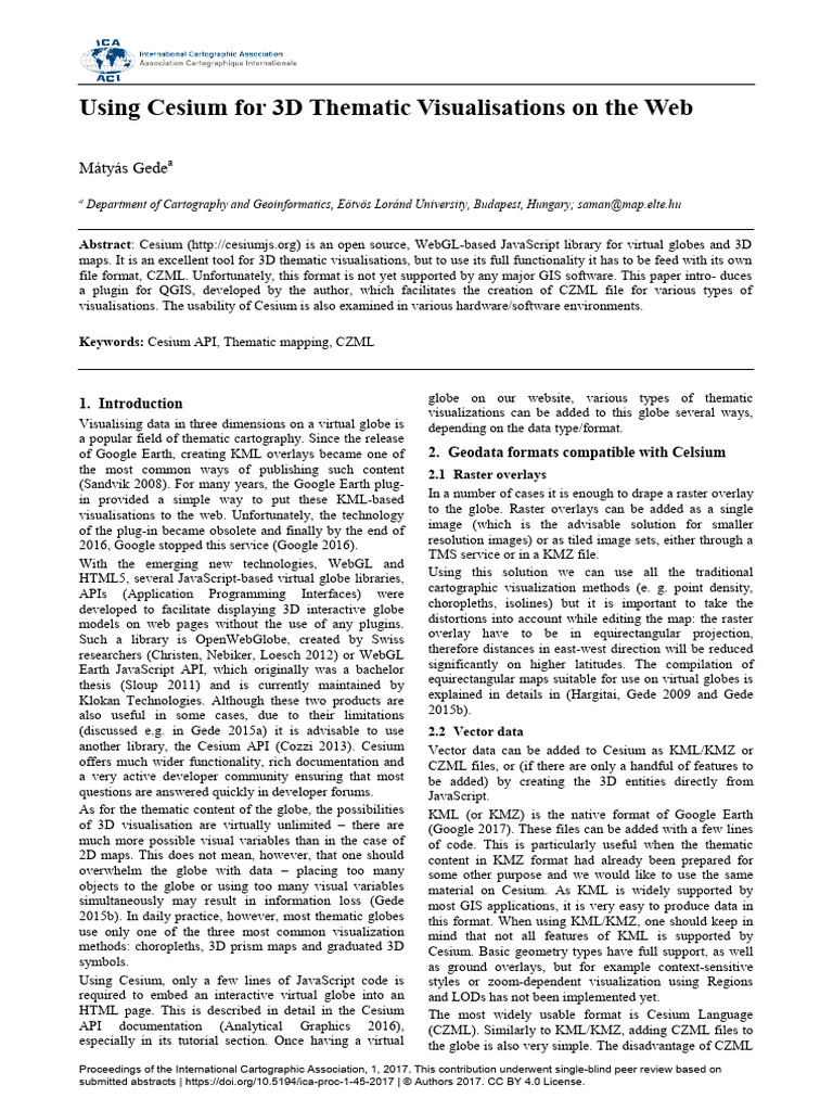 Using Cesium For 3D Thematic Visualisations On The | PDF | 3 D Computer ...