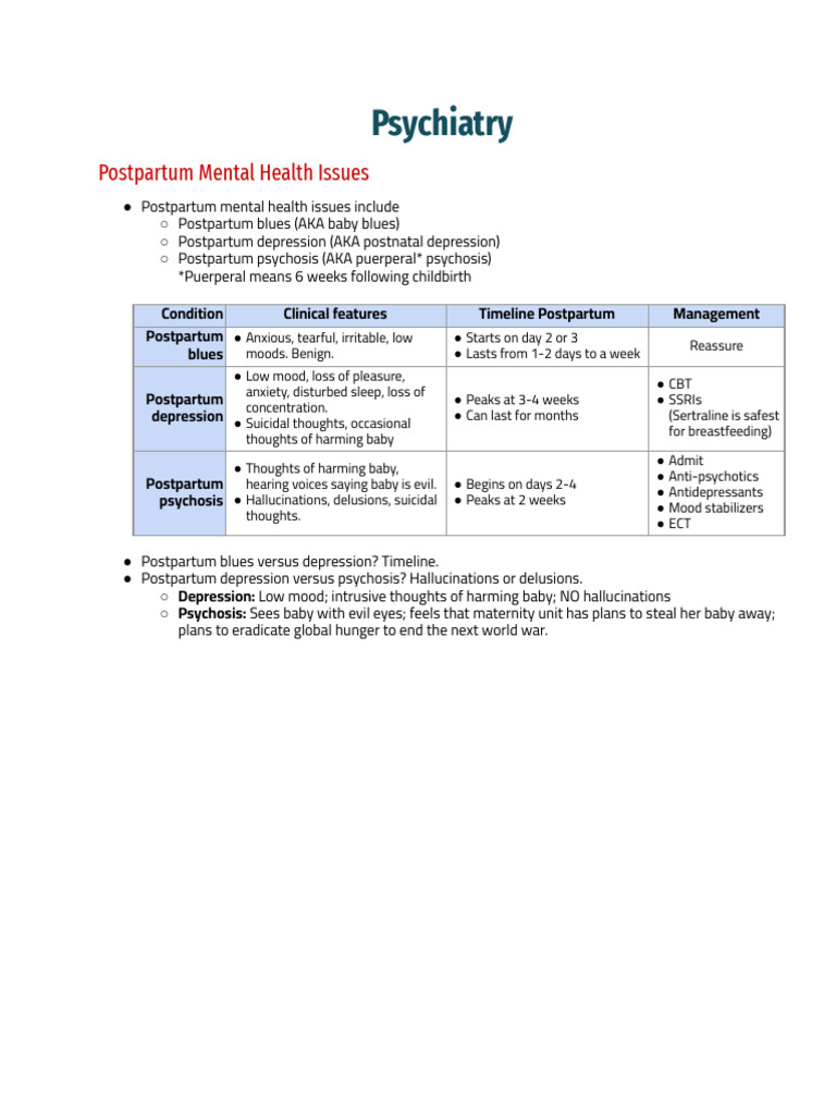 My PLAB Notes - Psychiatry | PDF | Major Depressive Disorder | Anxiety ...