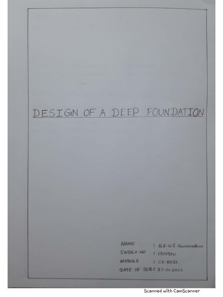 170190U Deep Foundation Design Assignment | PDF