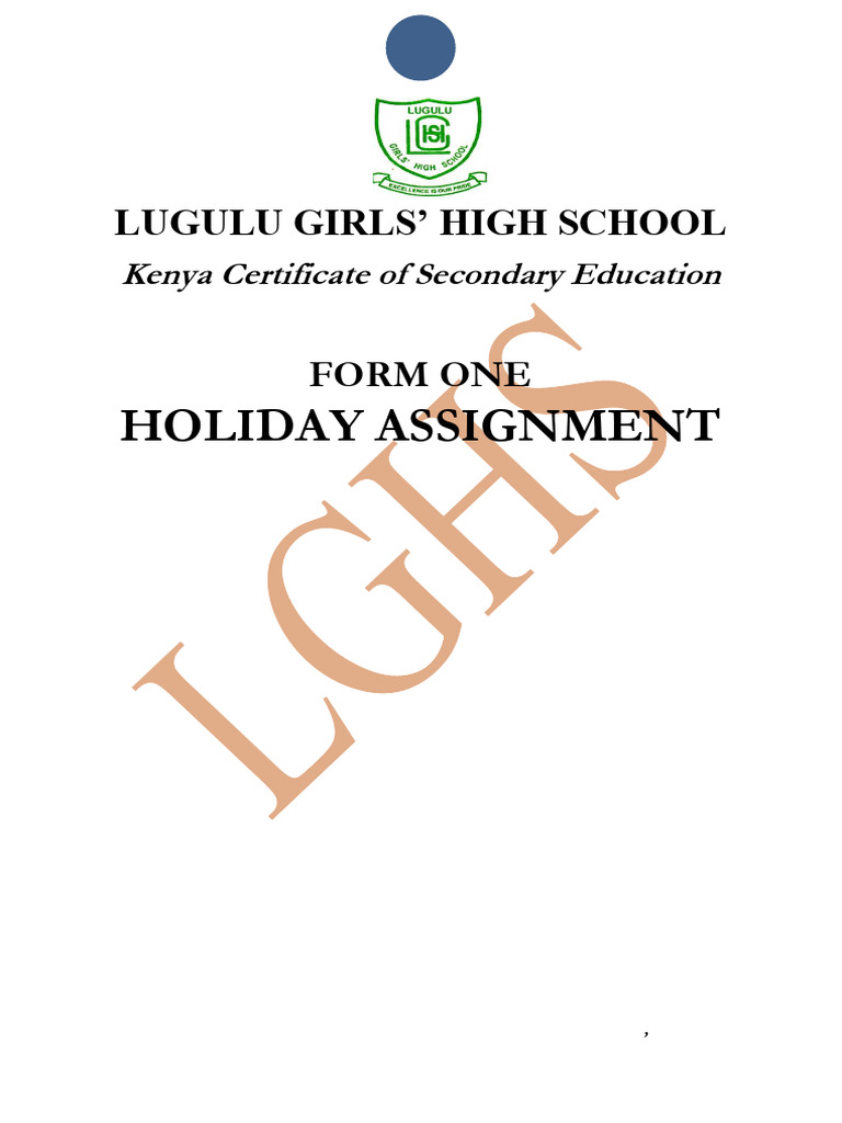 Form 1 Math Holiday Assignment | PDF | Circle | Angle