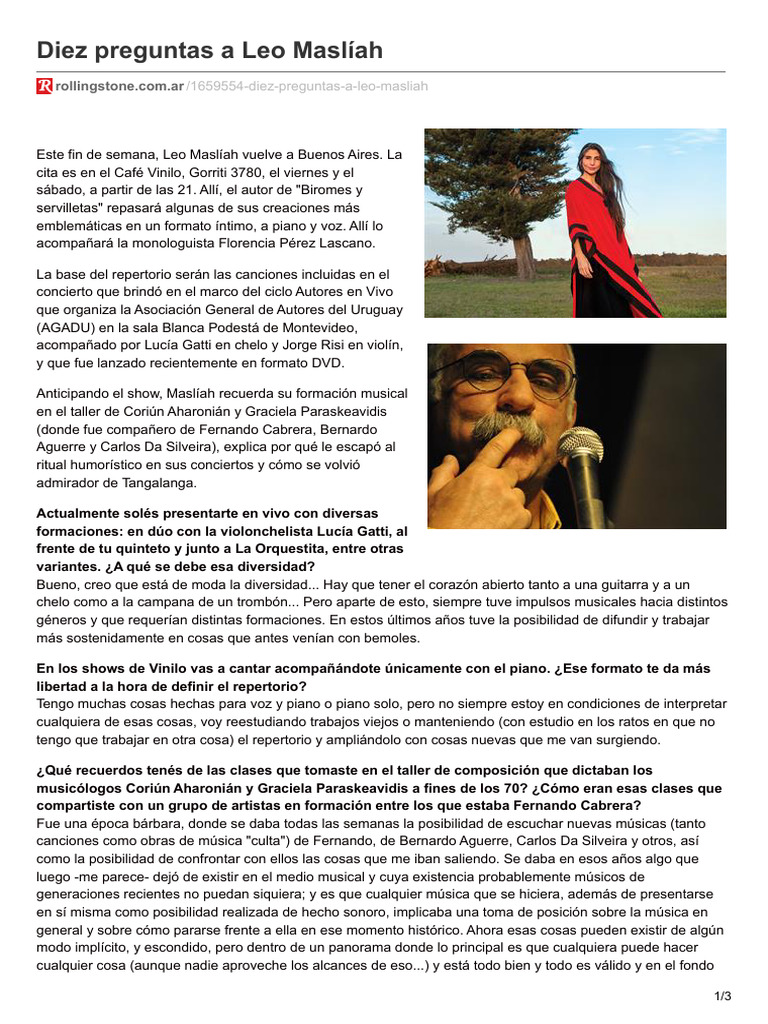 .Ar-Diez Preguntas A Leo Maslíah | PDF | Uruguay | Las artes escénicas