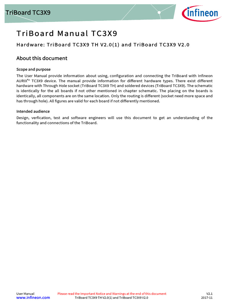 Infineon TriBoardManual TC3X9 UM v02 - 01 EN | PDF | Information And Communications Technology ...