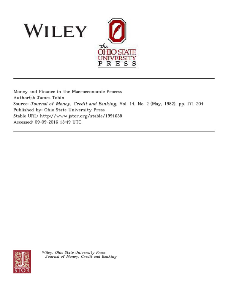 Tobin, 1982 | PDF | Macroeconomics | Equity (Finance)