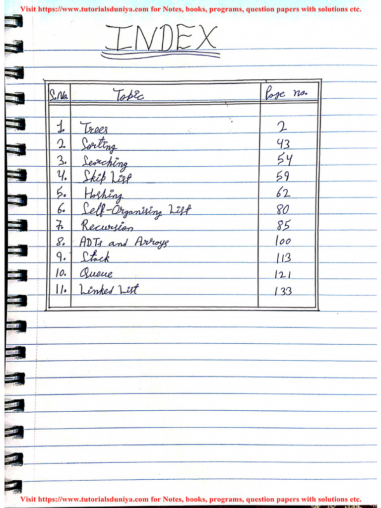 Data Structures Notes - TutorialsDuniya | PDF