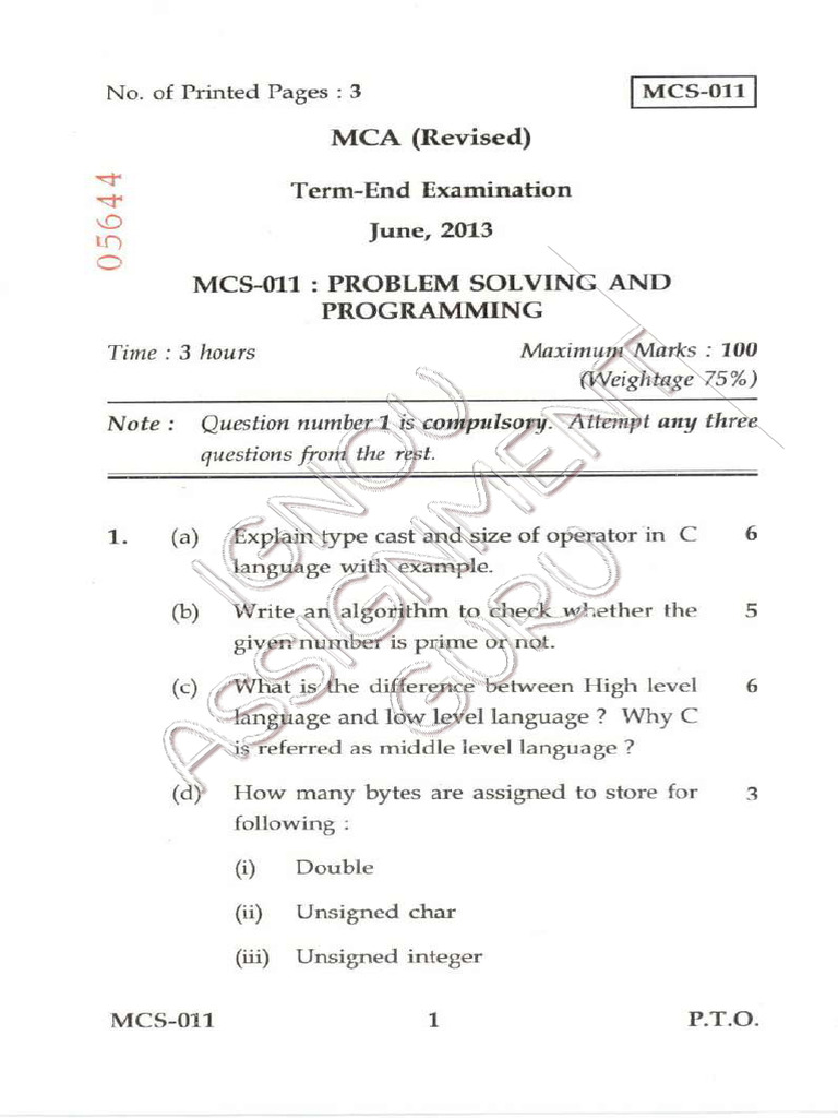 MCS 011 Compressed1 | PDF | Pointer (Computer Programming) | Computer Engineering