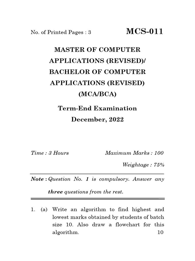 MCS-011 Dec 2022 | PDF | Computer Program | Programming