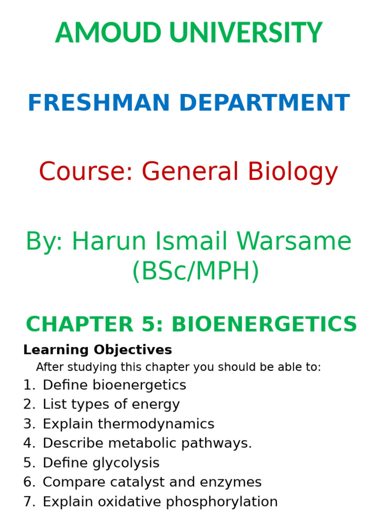 Chapter 5 Bioenergetics | PDF | Cellular Respiration | Metabolic Pathway