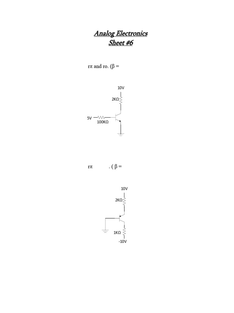 Sheet 6 Analog Electronics | PDF