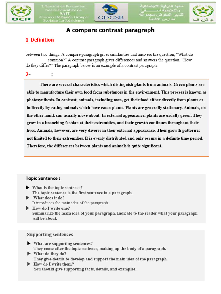 A Compare Contrast Paragraph | PDF | Plants | Foods