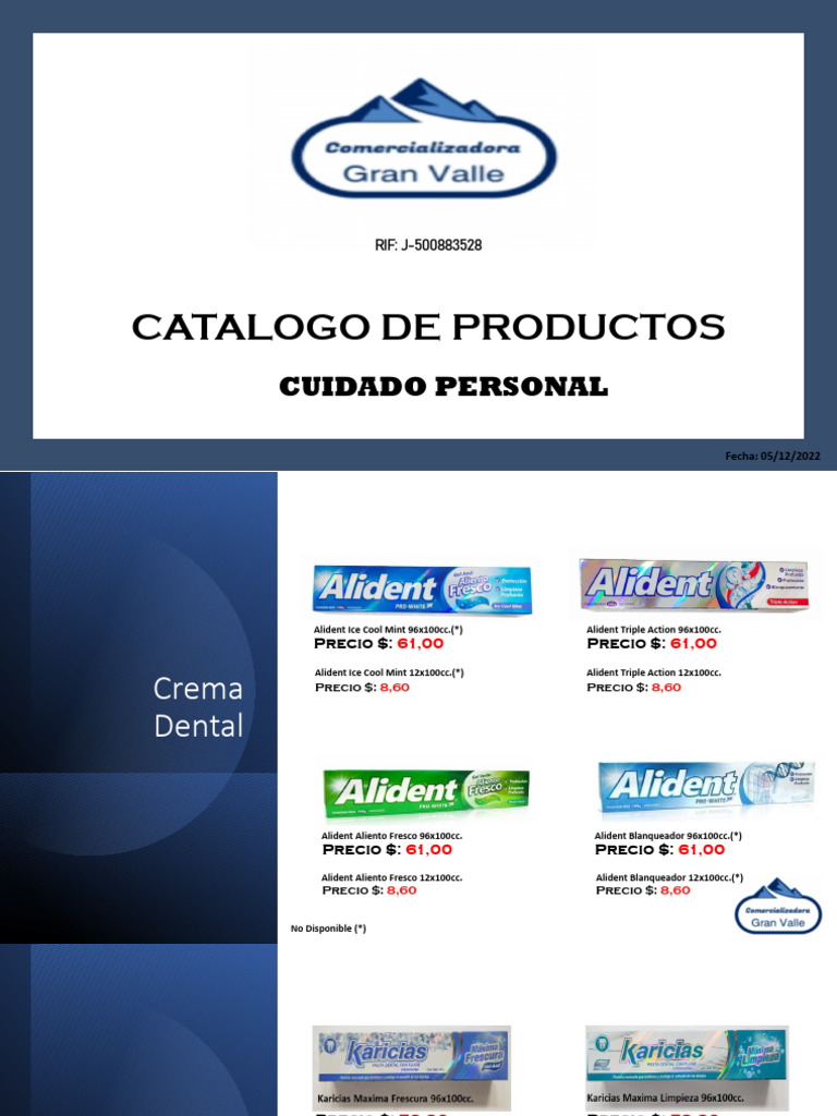 Crema Dental Alident: Catálogo 2022 | PDF | Productos de limpieza ...