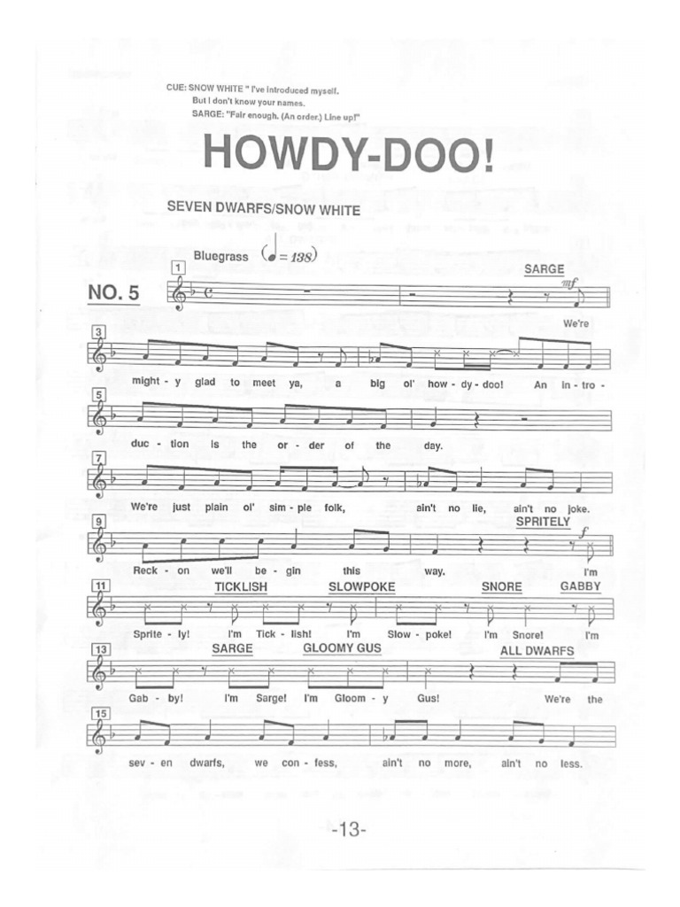 Snow White Howdy Doo Sheet Music | PDF
