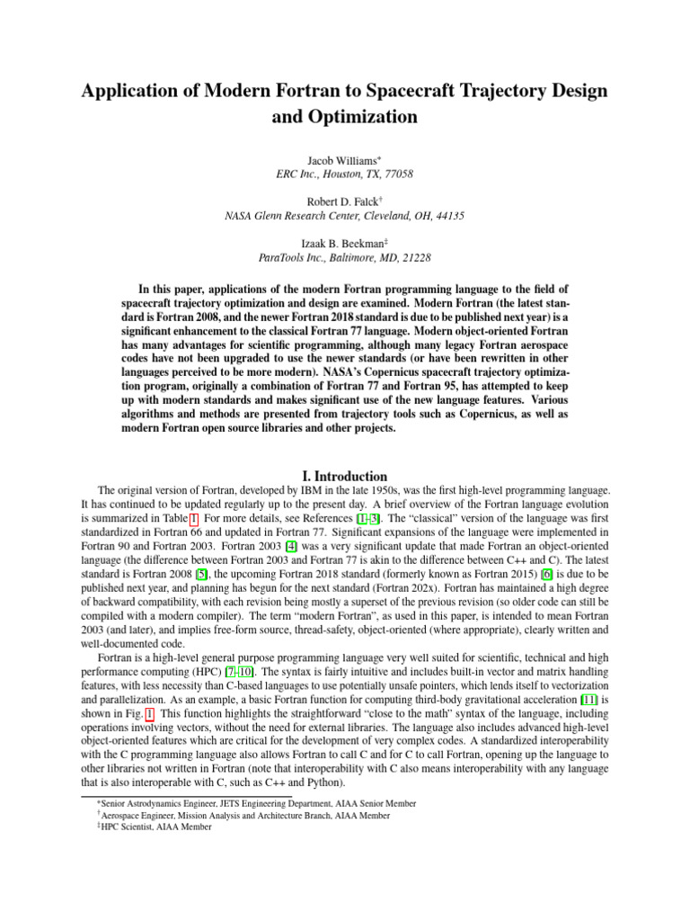 Application of Modern Fortran To Spacecraft Trajectory Design and Optimization | PDF | Vertex ...