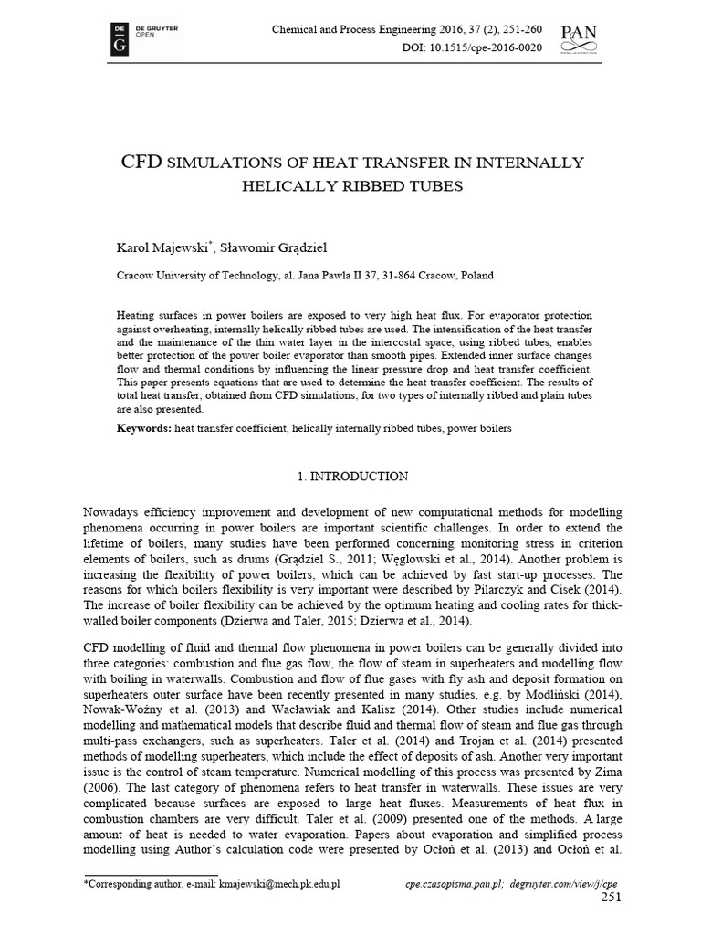 CFD Simulations of Heat Transfer in | PDF | Heat Transfer | Fluid Dynamics