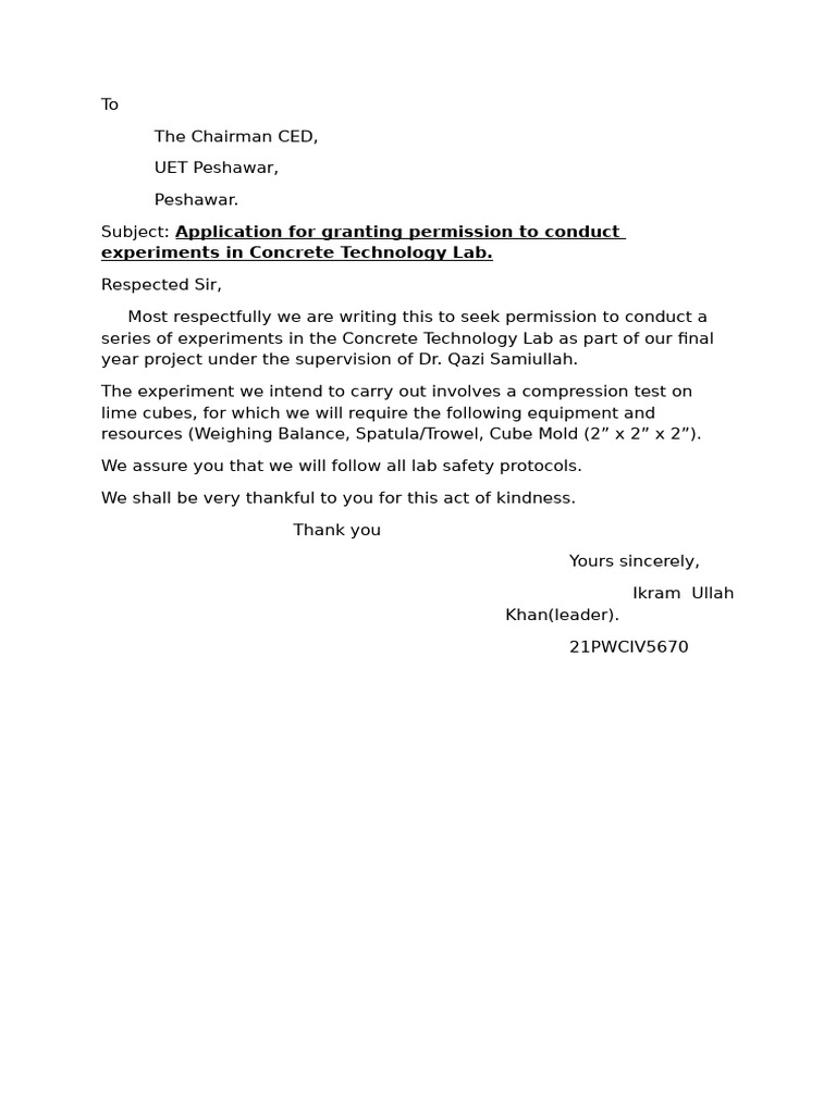 Application lab permission | PDF