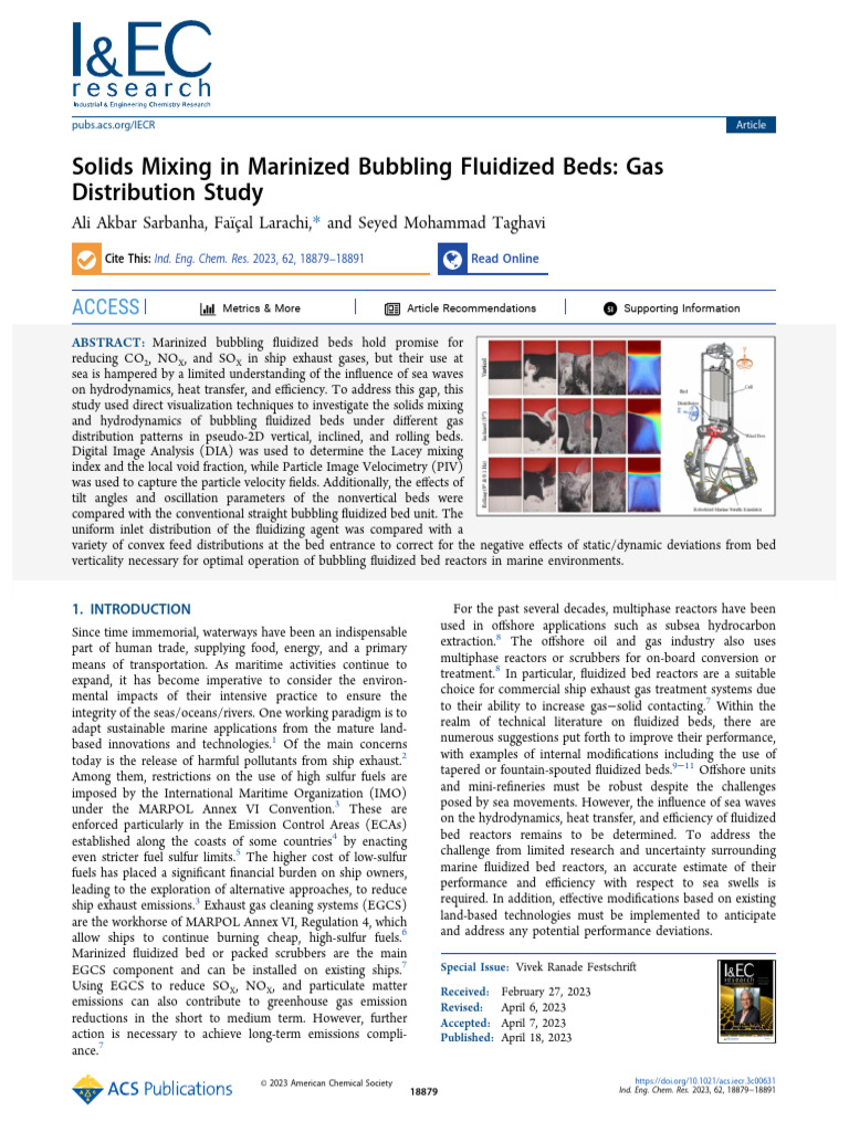 Solids Mixing in Marinized Bubbling Fluidized Beds GasDistribution Study - Taghavi | PDF ...
