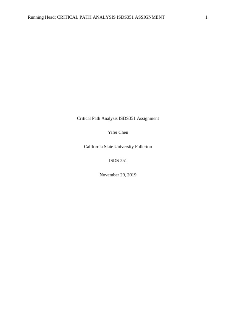 Yifei Chen-Critical Path Analysis | PDF | Software Engineering | Procedural Knowledge
