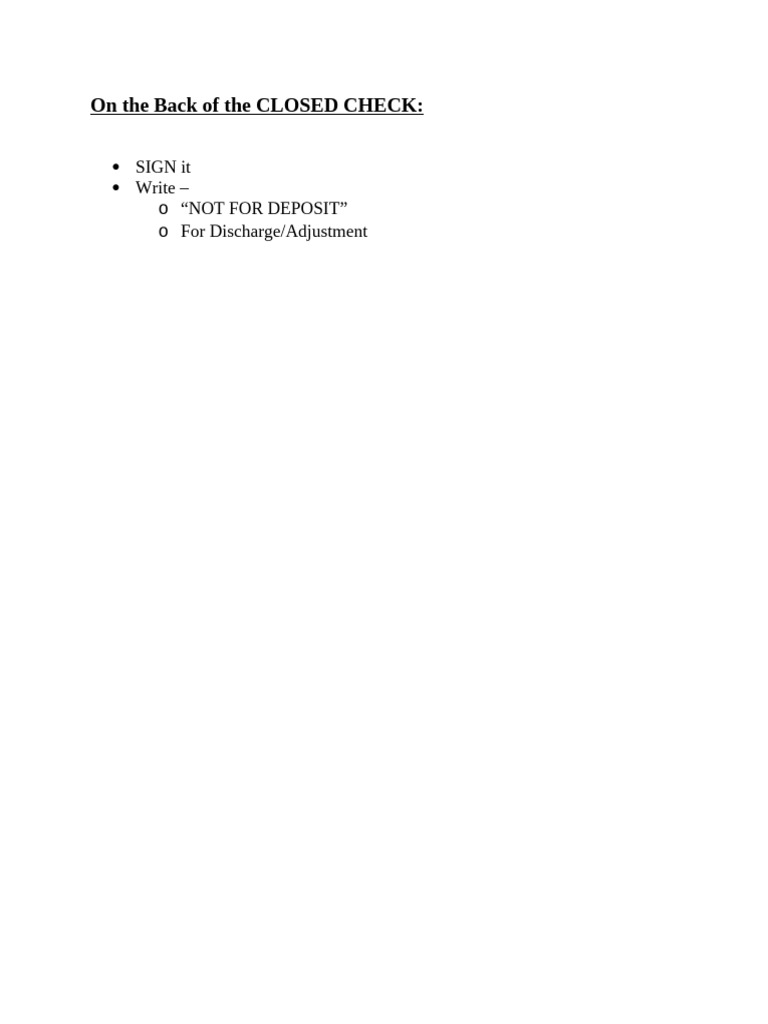 Instructions for Closed Check Handling | PDF