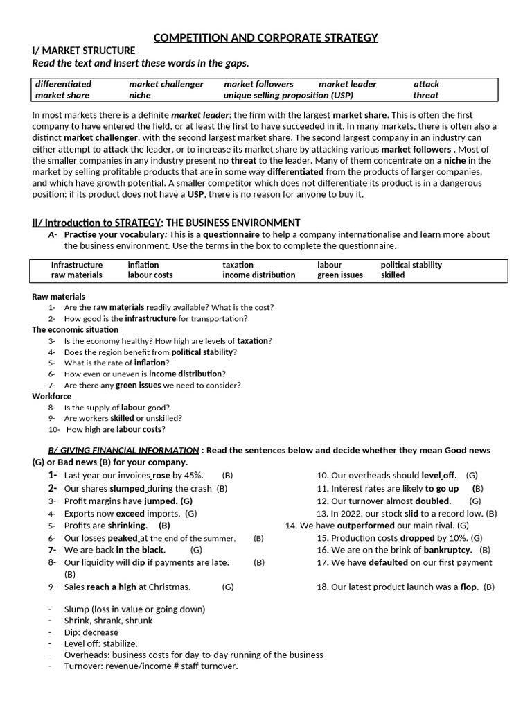 BOOKLET COMPETITION STRATEGY L3 AES 2024 2025 | PDF | Market (Economics ...
