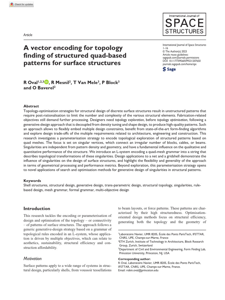 OVAL - 2023 - IJSS - A Vector Encoding For Topology Finding of Structured Quad Based Patterns ...