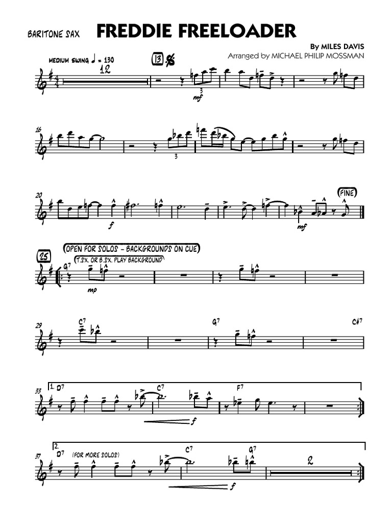 Freedie El Aprovechador - Baritone Sax | PDF | Western Calligraphy ...