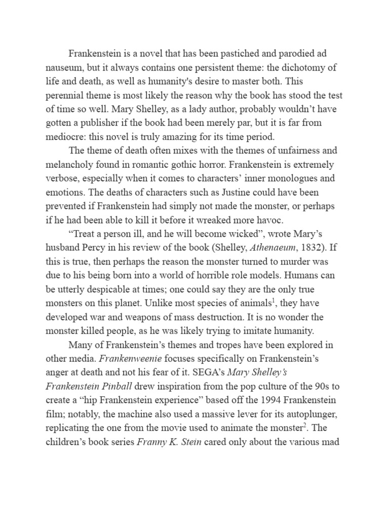 Old Essay On Frankenstein | PDF | Frankenstein | Mary Shelley