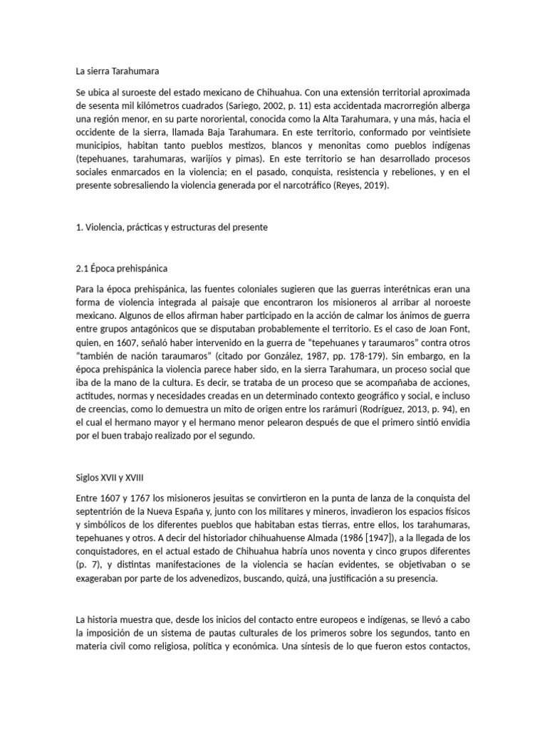 Los Tarahumaras A Traves de La Historia | PDF | Chihuahua (estado) | México
