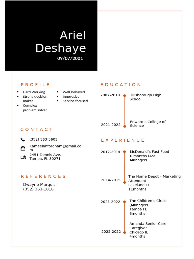Ariel Deshaye Resume | PDF