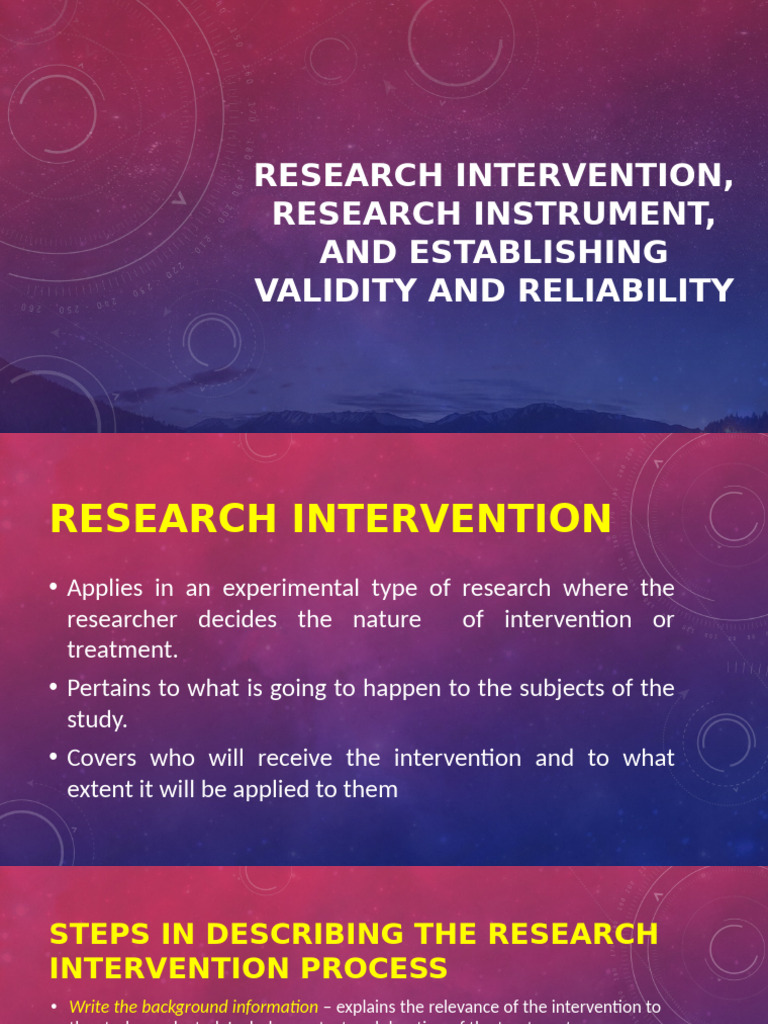 Research Intervention Instrument and Establishing Validity and Reliability | PDF | Validity ...