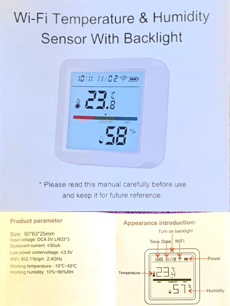 Temperature and Humidity Smart Sensor Manual | PDF