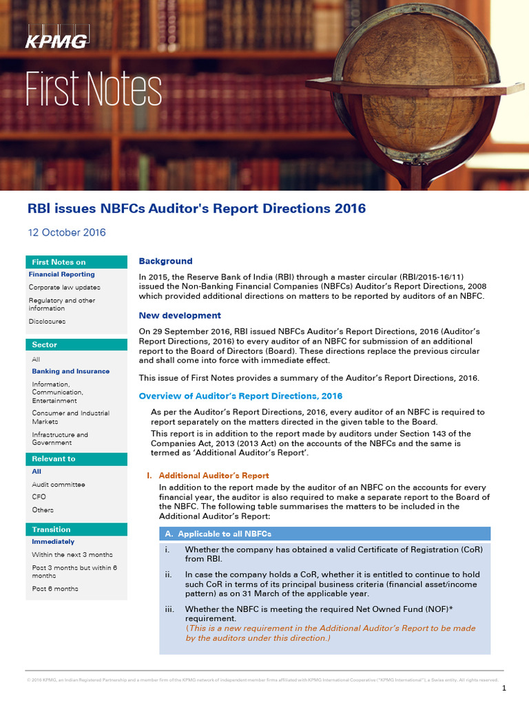 Additional Reporting by SA in Case of NBFC | PDF | Capital Requirement ...