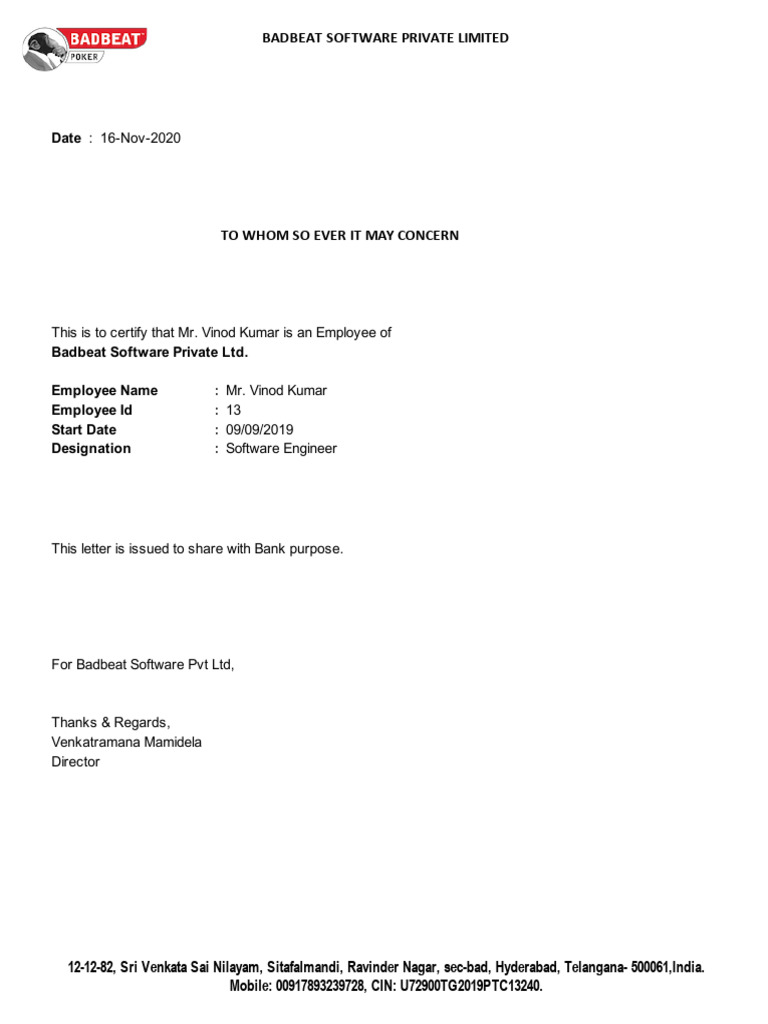 Employee Reference Letter (2) | PDF