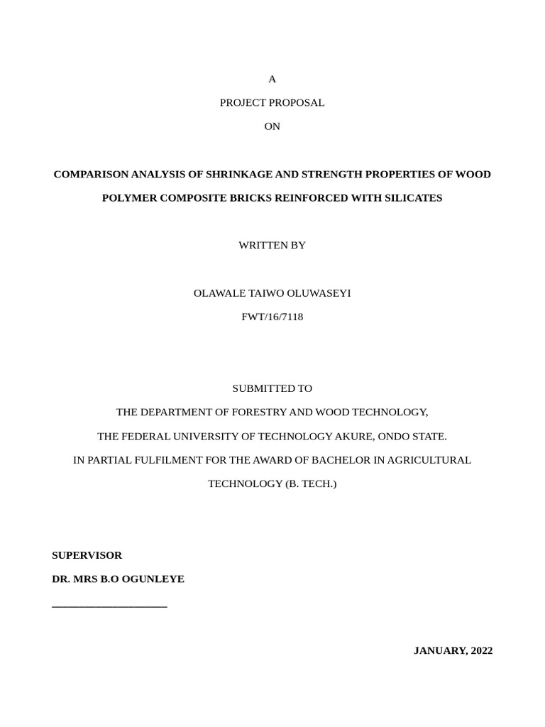 2022 Project Proposal - Olawale Taiwo (FWT 599) | PDF | Scanning Electron Microscope | Plastic