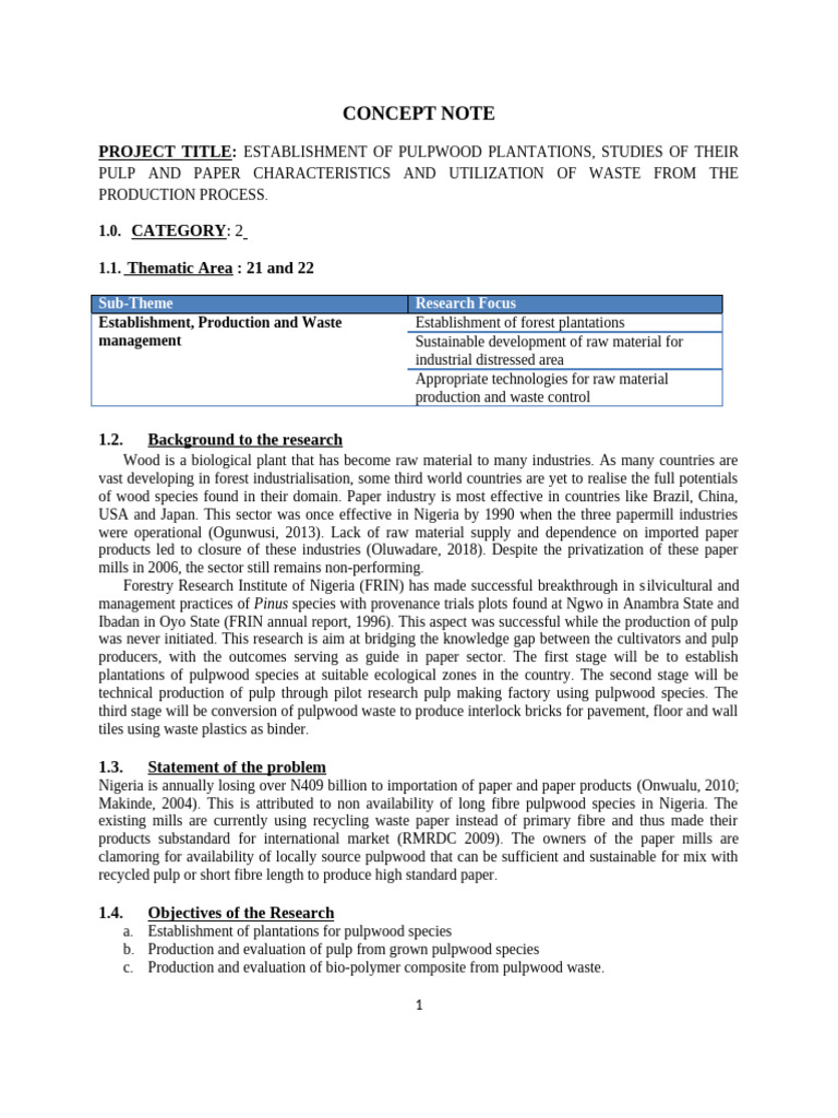 22 Final Concept Note For Tetfund 2021 | PDF | Pulp (Paper) | Paper