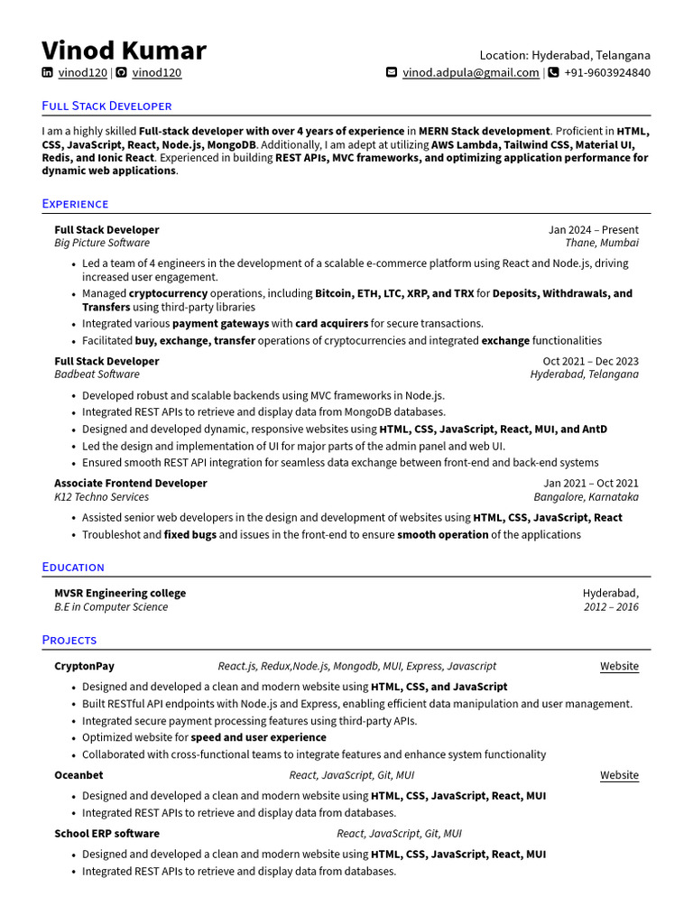 Vinod Fullstack Mern 4 Exp | PDF | Java Script | Web Development