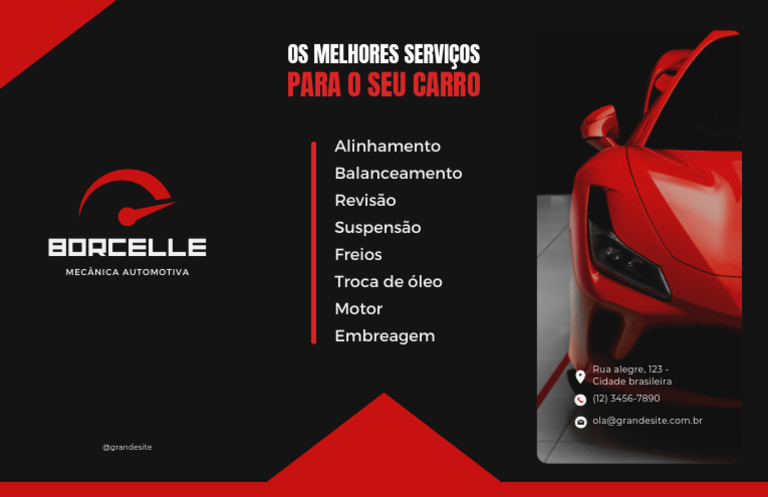 Panfleto Oficina Mecânica Automotiva Preto Vermelho Branco - 20241231 - 185107 - 0000 | PDF