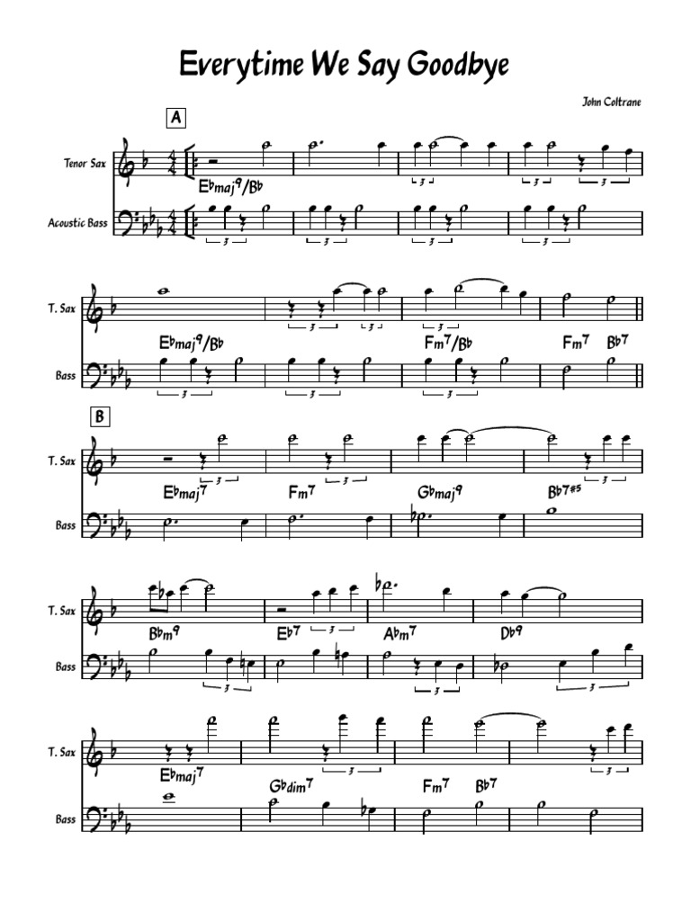 Everytime We Say Goodbye | PDF | Saxophone | Woodwind Instruments