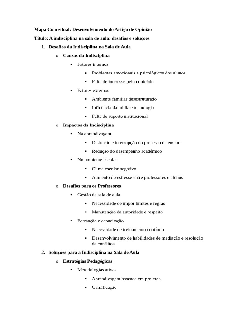 Artigo de Opinião - Mapa Conceitual - Desenvolvimento | PDF | Pedagogia | Desenvolvimento ...