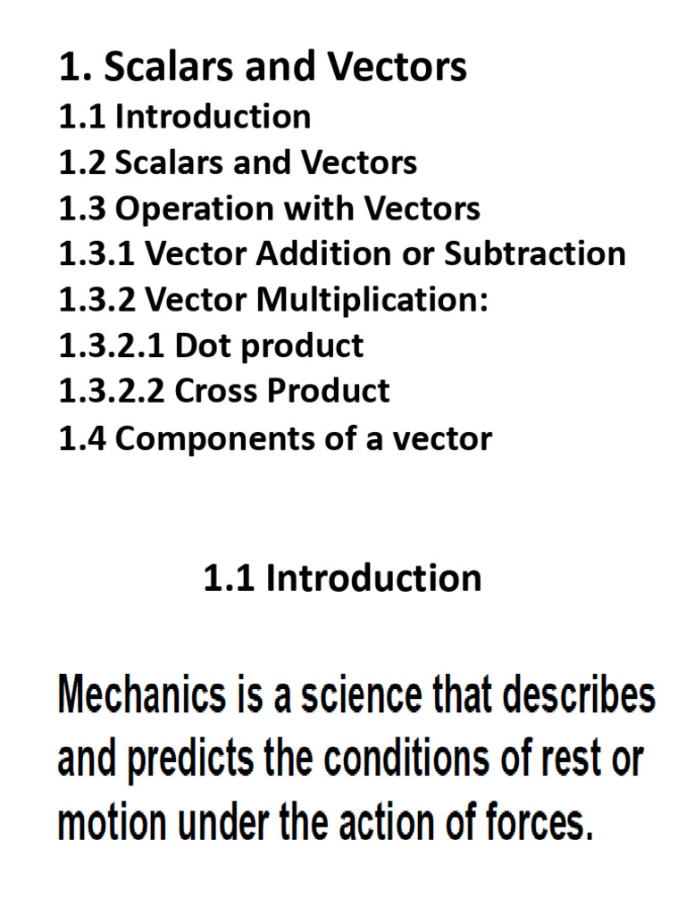 Mechanics PPT Chapter 1 | PDF | Euclidean Vector | Force