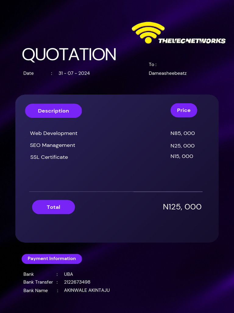 Quotation: Description Price | PDF