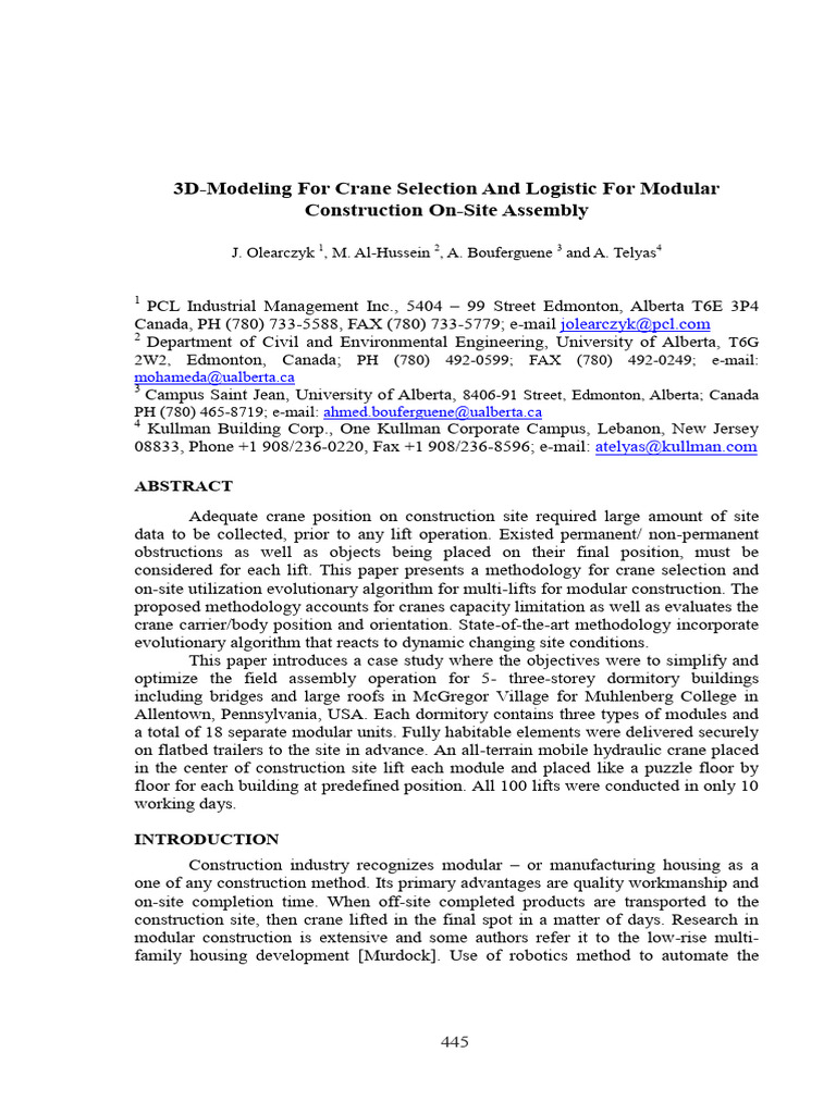 3D-Modeling For Crane Selection and Logistics For Modular Construction ...
