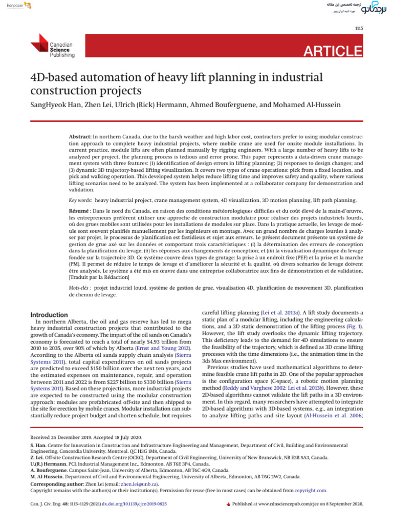 4D-Based Automation of Heavy Lift Planning in Industrial Construction Projects | PDF | 3 D ...