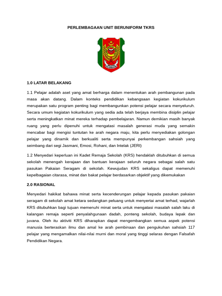 Perlembagaan Unit Beruniform TKRS | PDF