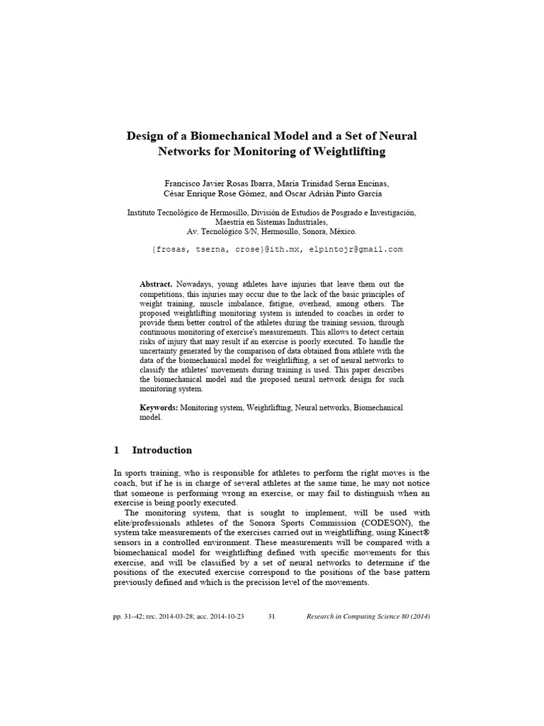 Design of A Biomechanical Model and A Se | PDF | Artificial Neural ...