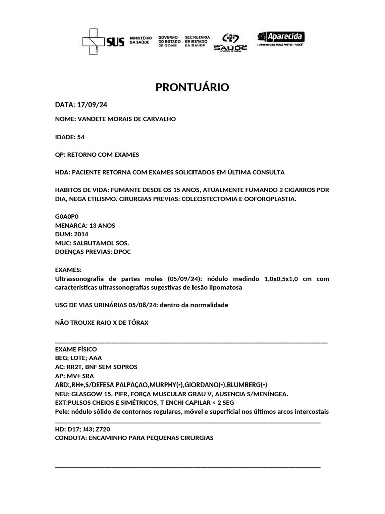Modelo Prontuario | PDF