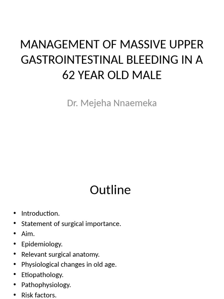 Managing Massive Upper GI Bleeding in Elderly | PDF