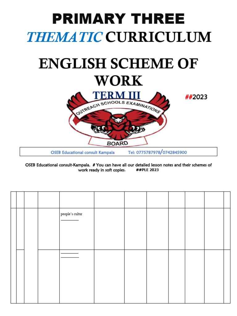 Primary 3 English Scheme of Work Term 3 | PDF | Vocabulary | Punctuation