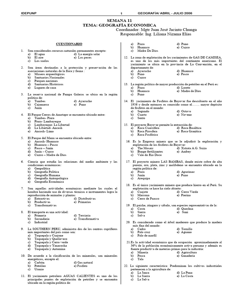 Geografia - S11 - Regular 2006 - 2 | PDF | Perú | Minería